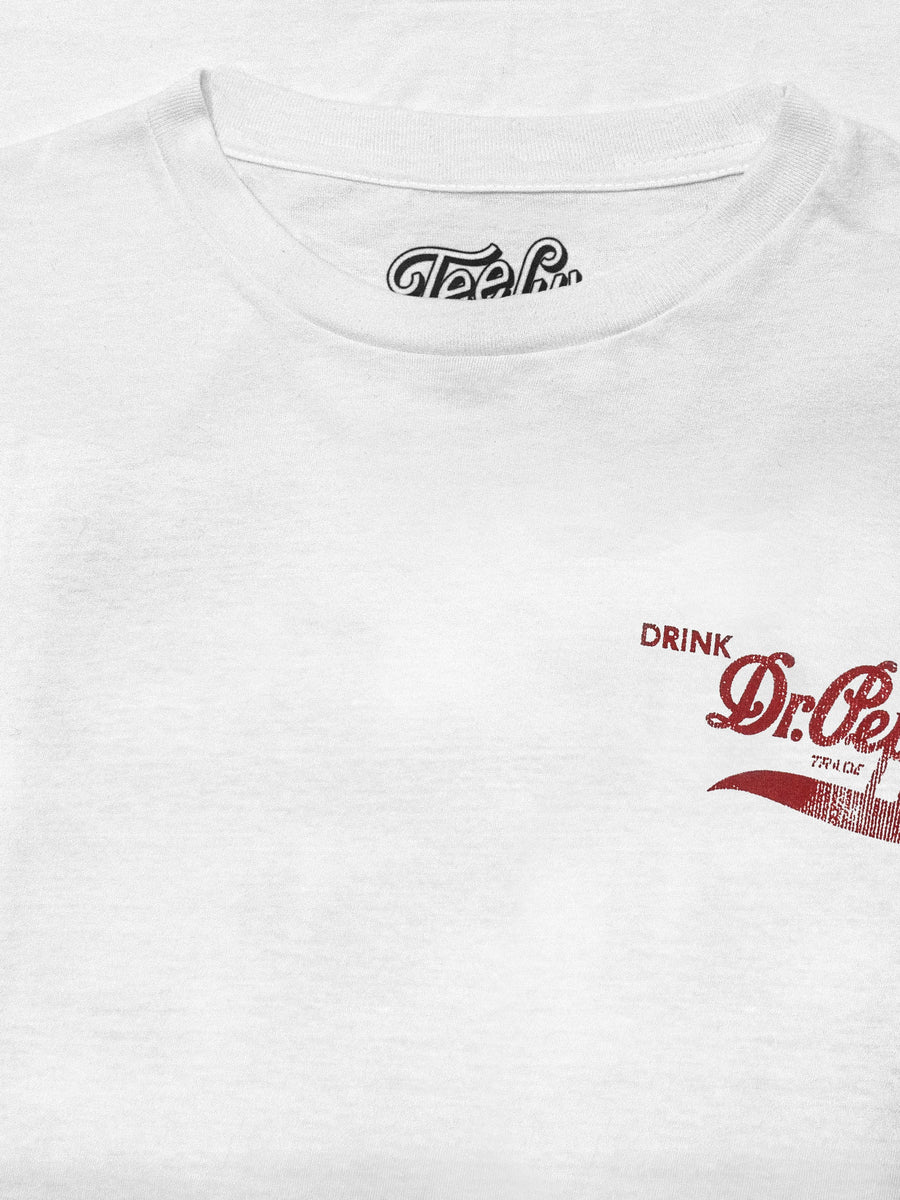 Faded Drink Dr Pepper Vintage Logo Front and Back Print T-Shirt - Whit ...