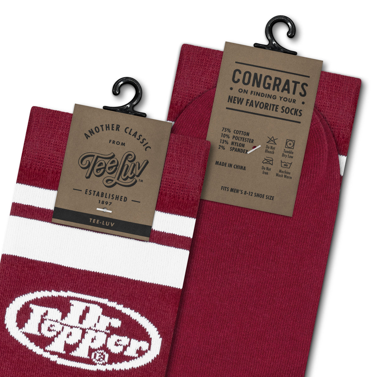 Dr Pepper Soda Logo Crew Socks - Burgundy/White – Tee Luv