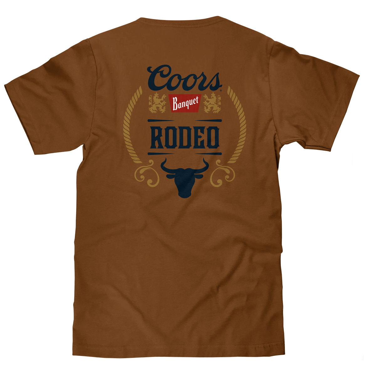 Coors Banquet Rodeo Bull Beer Front and Back T-Shirt - Brown Sugar ...
